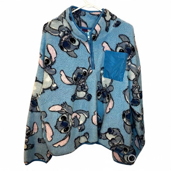 Disney | Jackets & Coats | Disney Stitch Blue Fleece Pullover | Poshmark